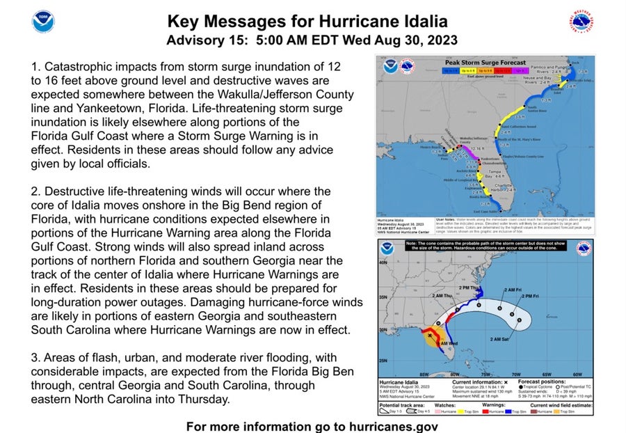 Hurricane Idalia maps: Path, timing, wind speeds, storm surge