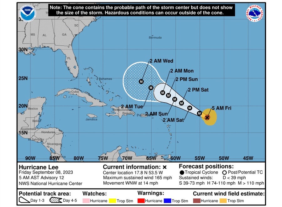 Hurricane Lee maps: Path, timing, and wind speeds