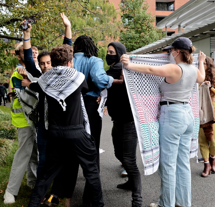 Clip of confrontation at pro-Palestinian 'die-in' at Harvard goes viral