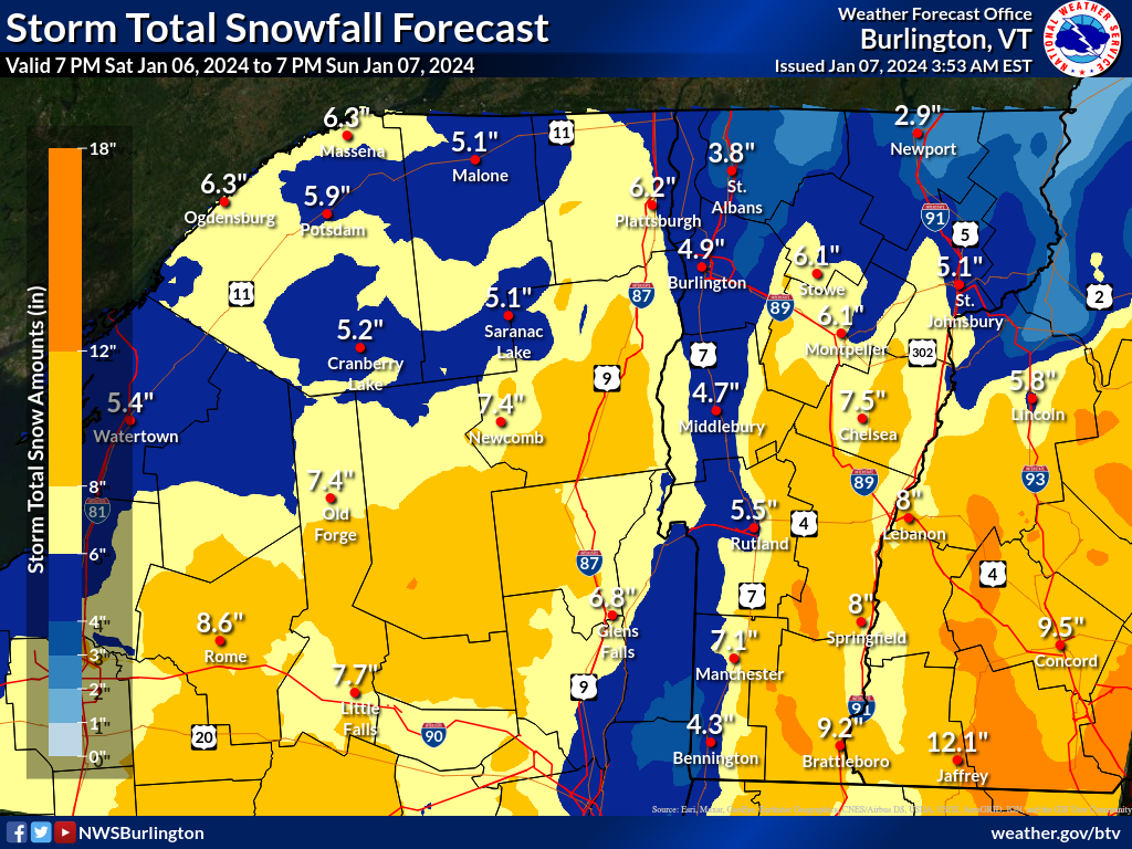 Maps: How much it's expected to snow in N.H., Maine, Vermont