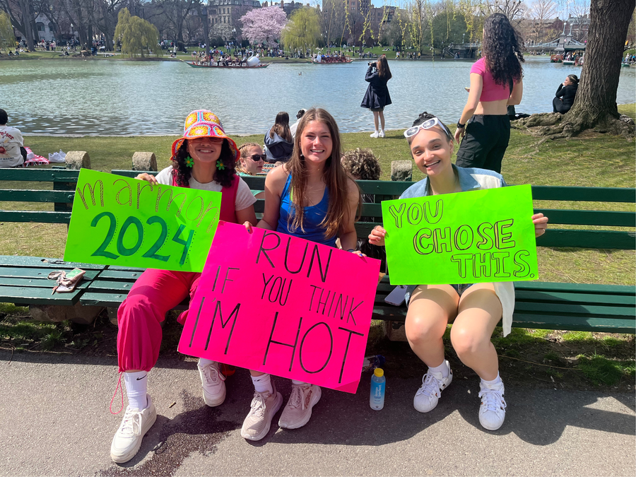 The best signs spotted along the 128th Boston Marathon route