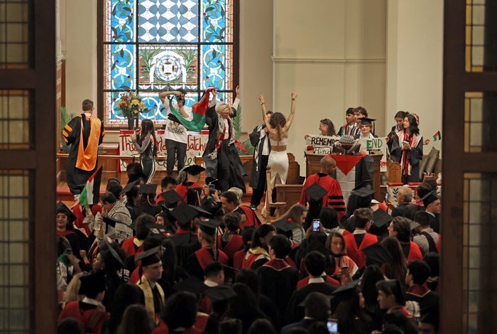 Photos & videos: Graduates walk out of Harvard commencement