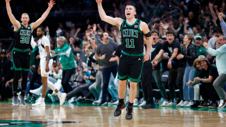Watch: Payton Pritchard hits buzzer-beater heave in Game 2