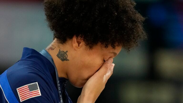 Brittney Griner lets tears flow during national anthem after win