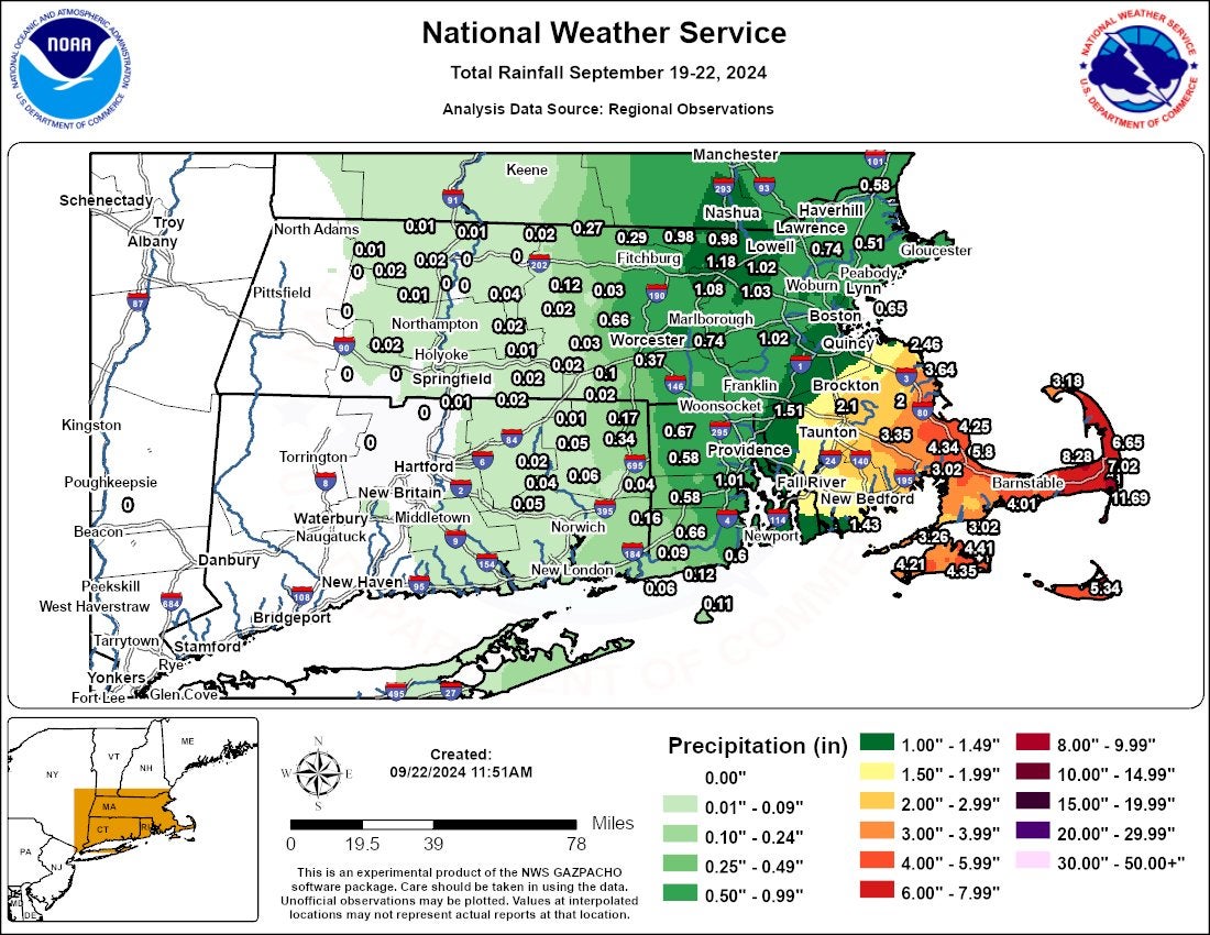 This Cape Cod town got nearly a foot of rain over the weekend