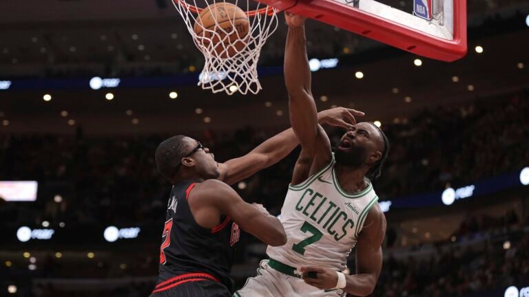 Watch: Celtics’ Jaylen Brown posterizes Bulls’ Jalen Smith