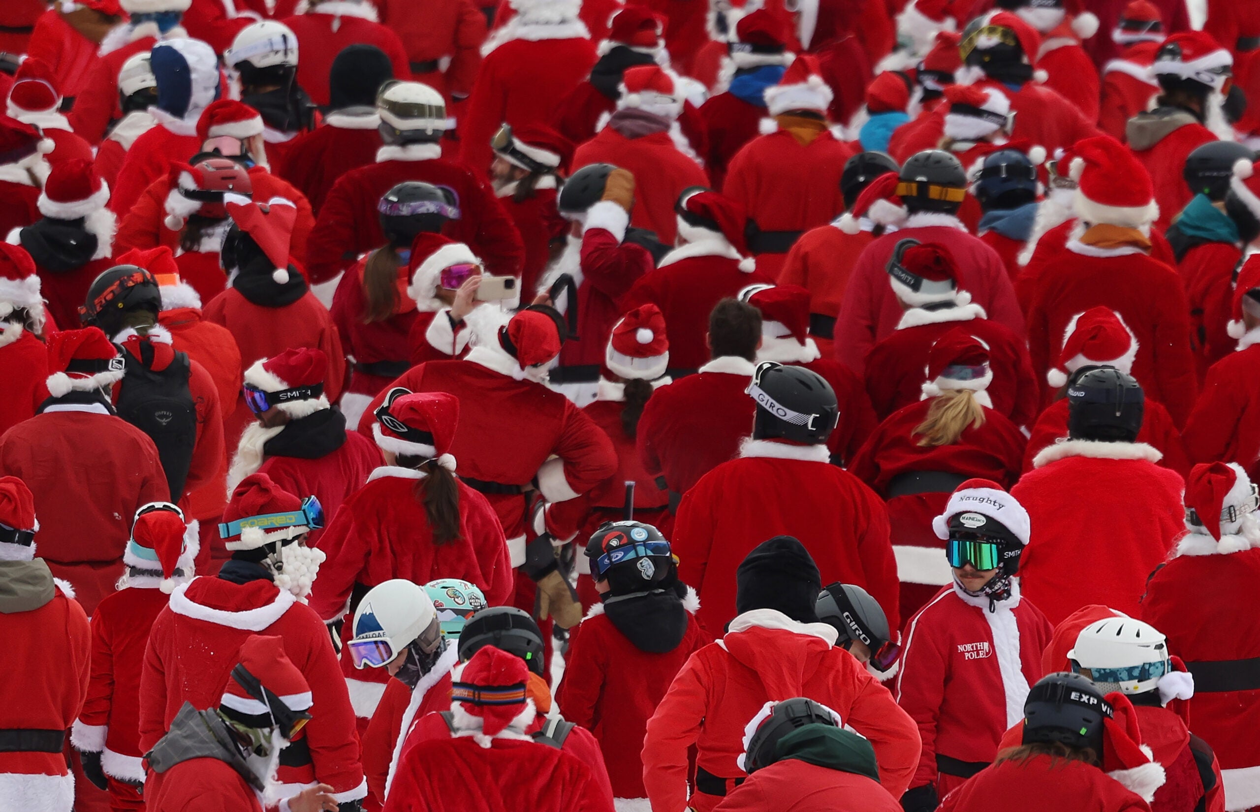 Photos: Hundreds of skiers show up for 'Santa Sunday' in Maine