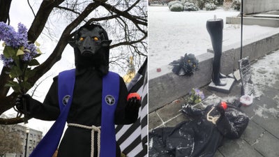 Satanist holiday display near N.H. Nativity scene destroyed