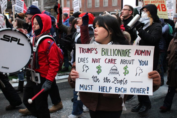 Hundreds protest 'extreme far-right billionaire agenda' in Boston