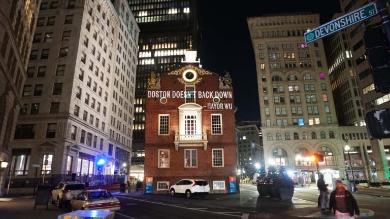 Artists project anti-tyranny message on the Old State House