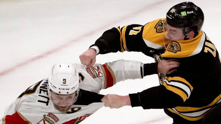 Zadorov meets moment for underdog Bruins with Bennett thumping