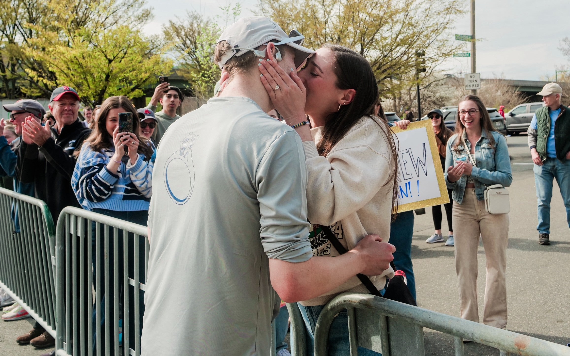 Watch: Boston doctor drops to one knee before finishing Marathon