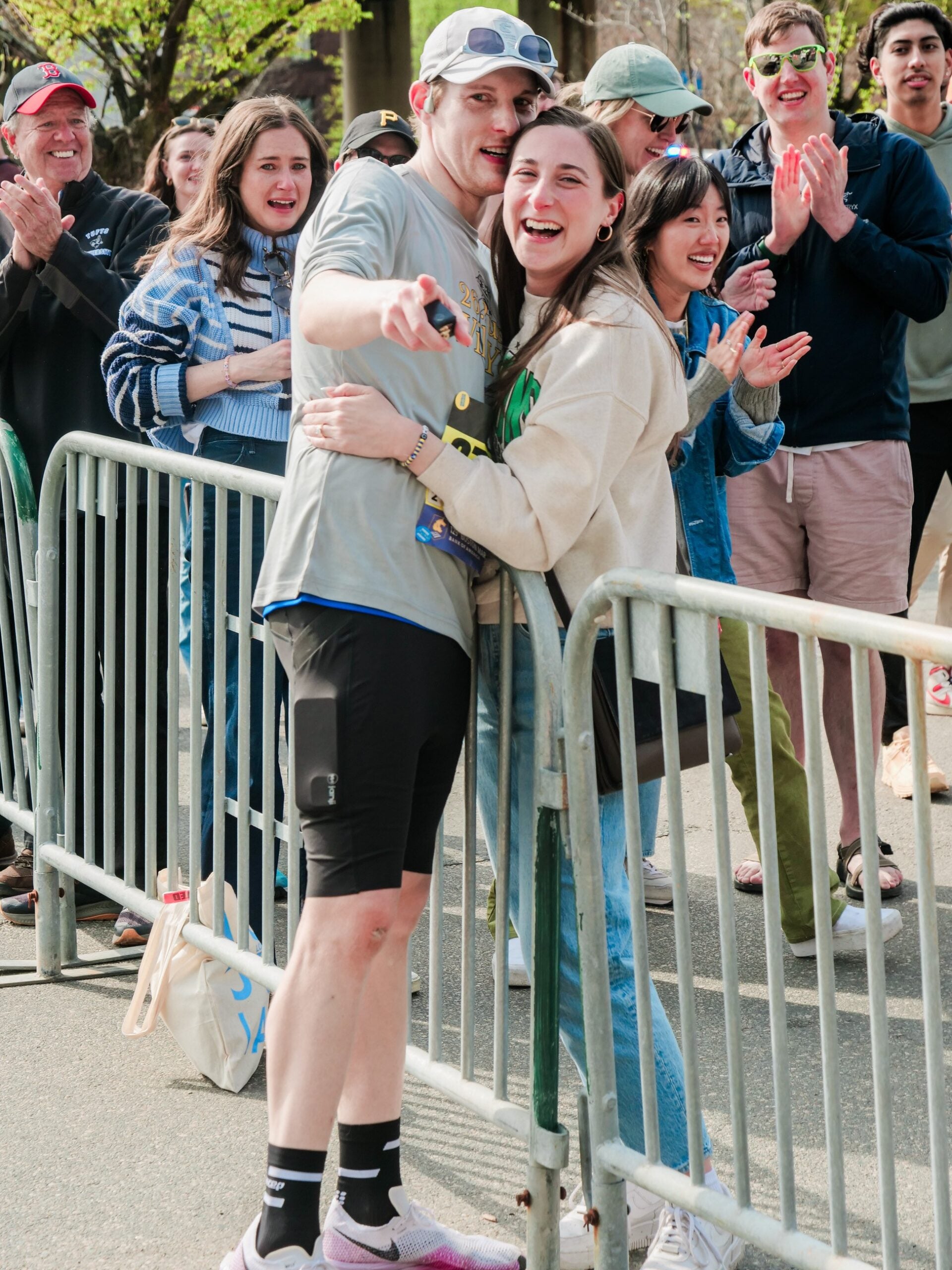 Watch: Boston doctor drops to one knee before finishing Marathon