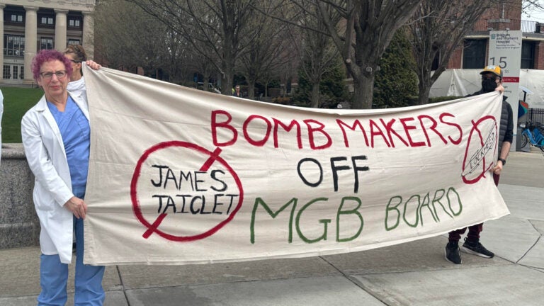 Protesters urge MGB to remove Lockheed Martin CEO from board