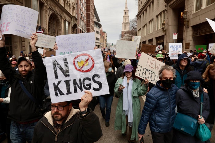 18 photos from Boston's 'Hands Off!' protest against Trump, Musk