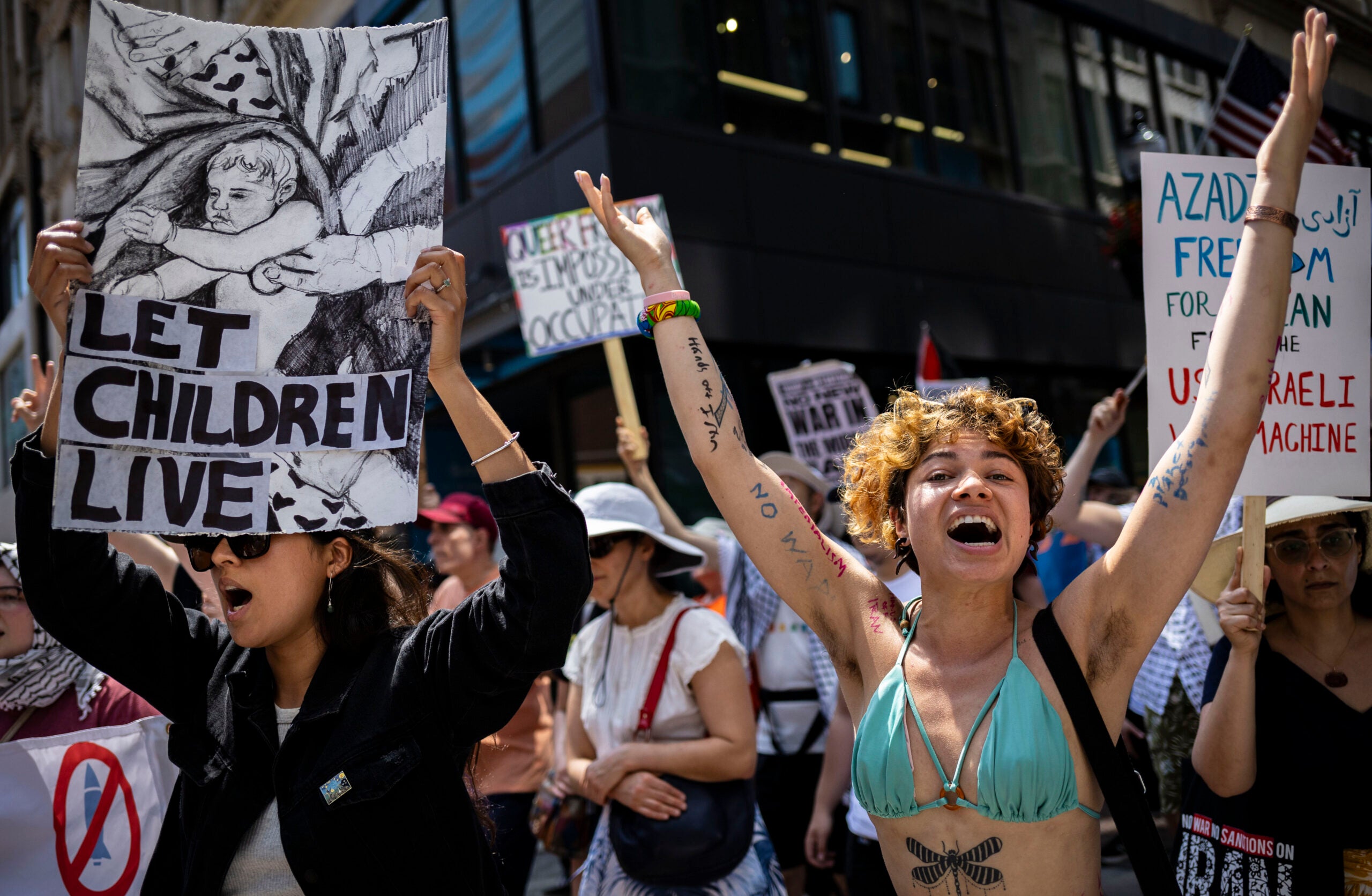 Protesters march in Boston as Healey is briefed on Iran bombings