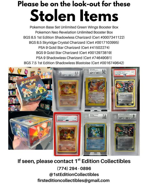 More than $113K in rare Pokémon cards swiped from Mass. store