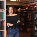 Lovestruck Books owner Rachel Kanter poses in her bookstore in Cambridge.
