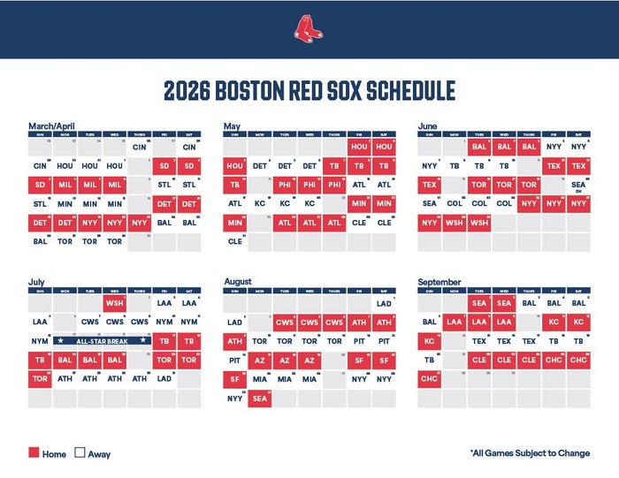 Red Sox release 2026 schedule, which opens in Cincinnati