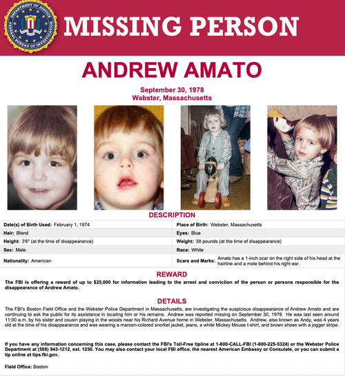 $25K reward offered in case of Mass. boy who disappeared in 1978
