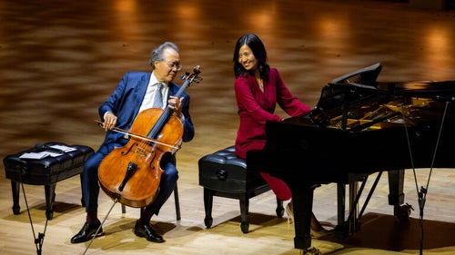 Mayor Wu and cellist Yo-Yo Ma perform together at Boston’s Symphony Hall