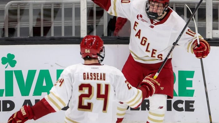 BC, James Hagens dominates Harvard in first Beanpot semifinal