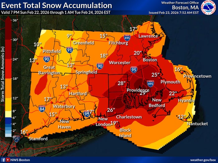 7 maps predicting snowfall totals Sunday through Monday