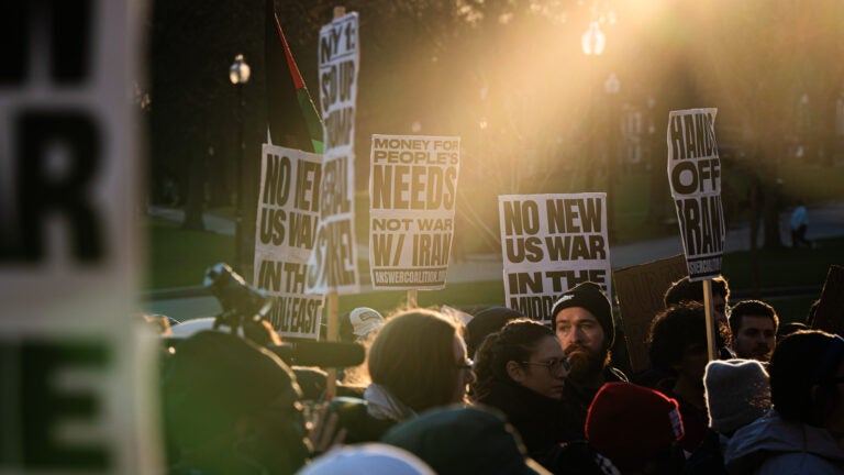 Protest held in downtown Boston following US and Iran ceasefire