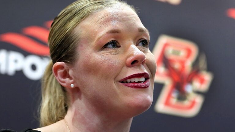 New BC women’s basketball coach Kate Popovec-Goss introduced