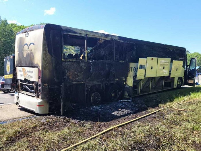 Motor coach bus catches on fire on I-95 in N.H.