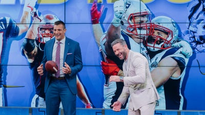 Rob Gronkowski and Julian Edelman take part in Fan Fest at Boston Common